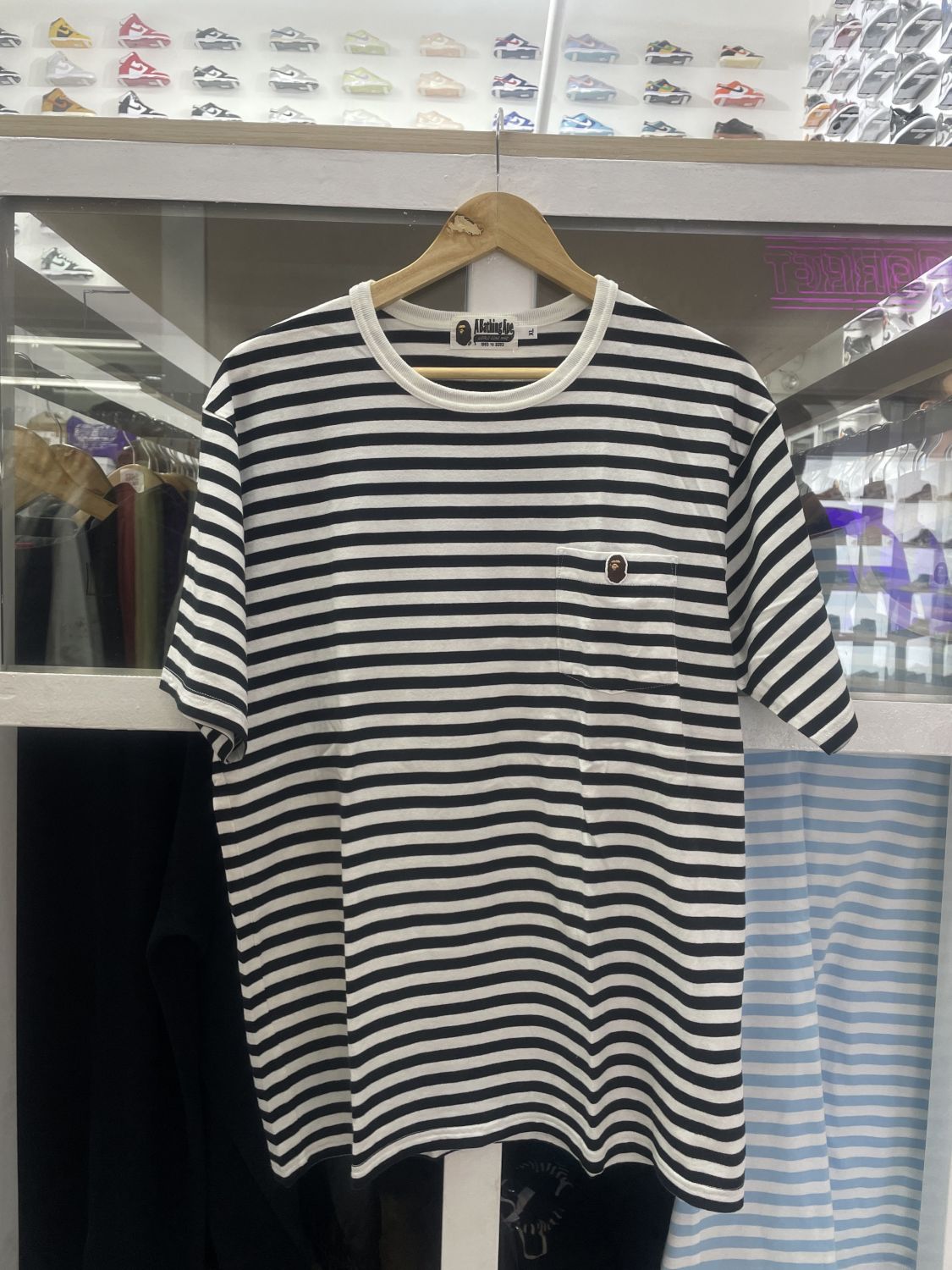 Bape Black Stripe Basic Logo Tee | AfterMarket