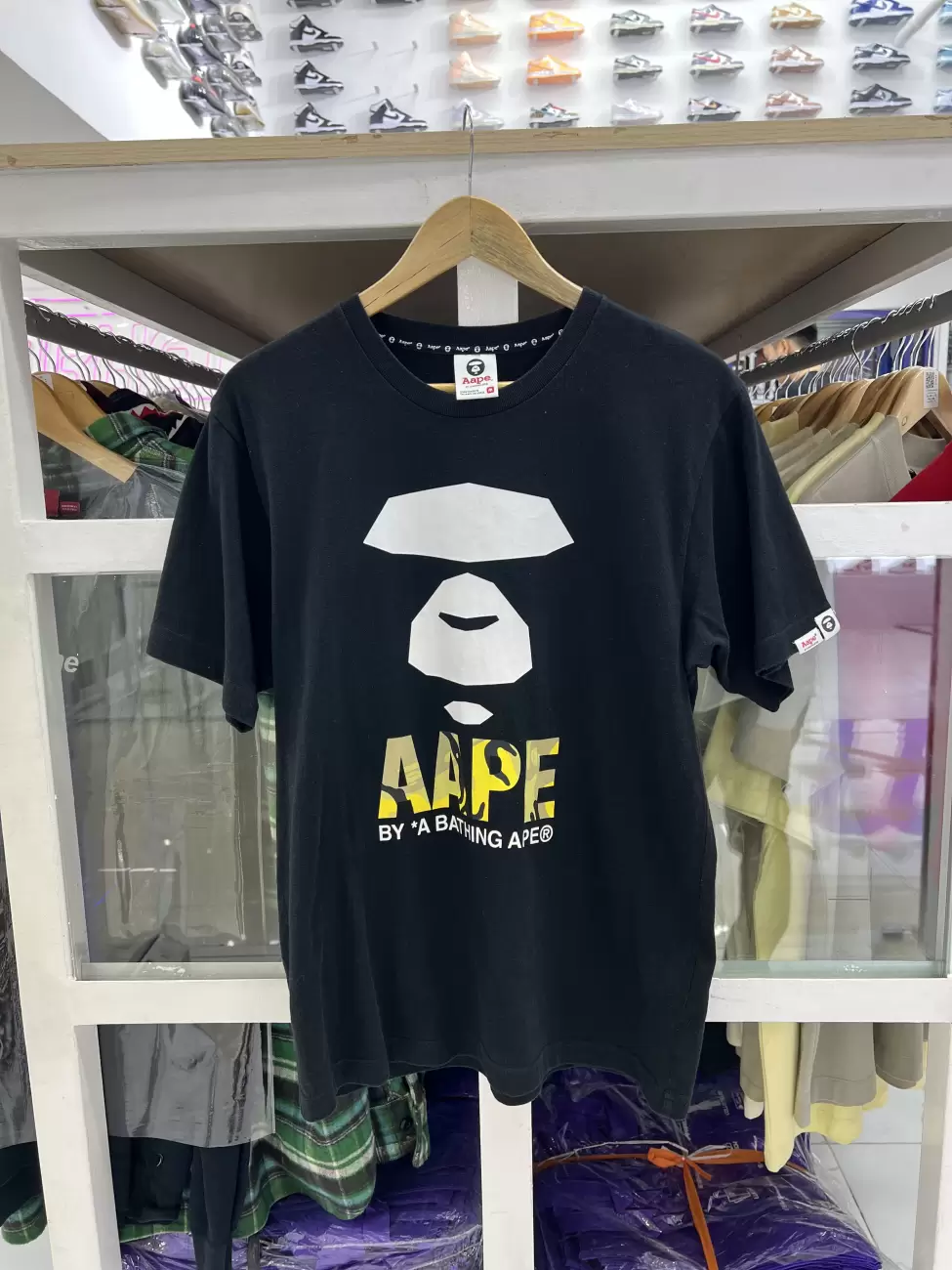 Aape Og Logo Yellow Camo Print Black Tee | AfterMarket