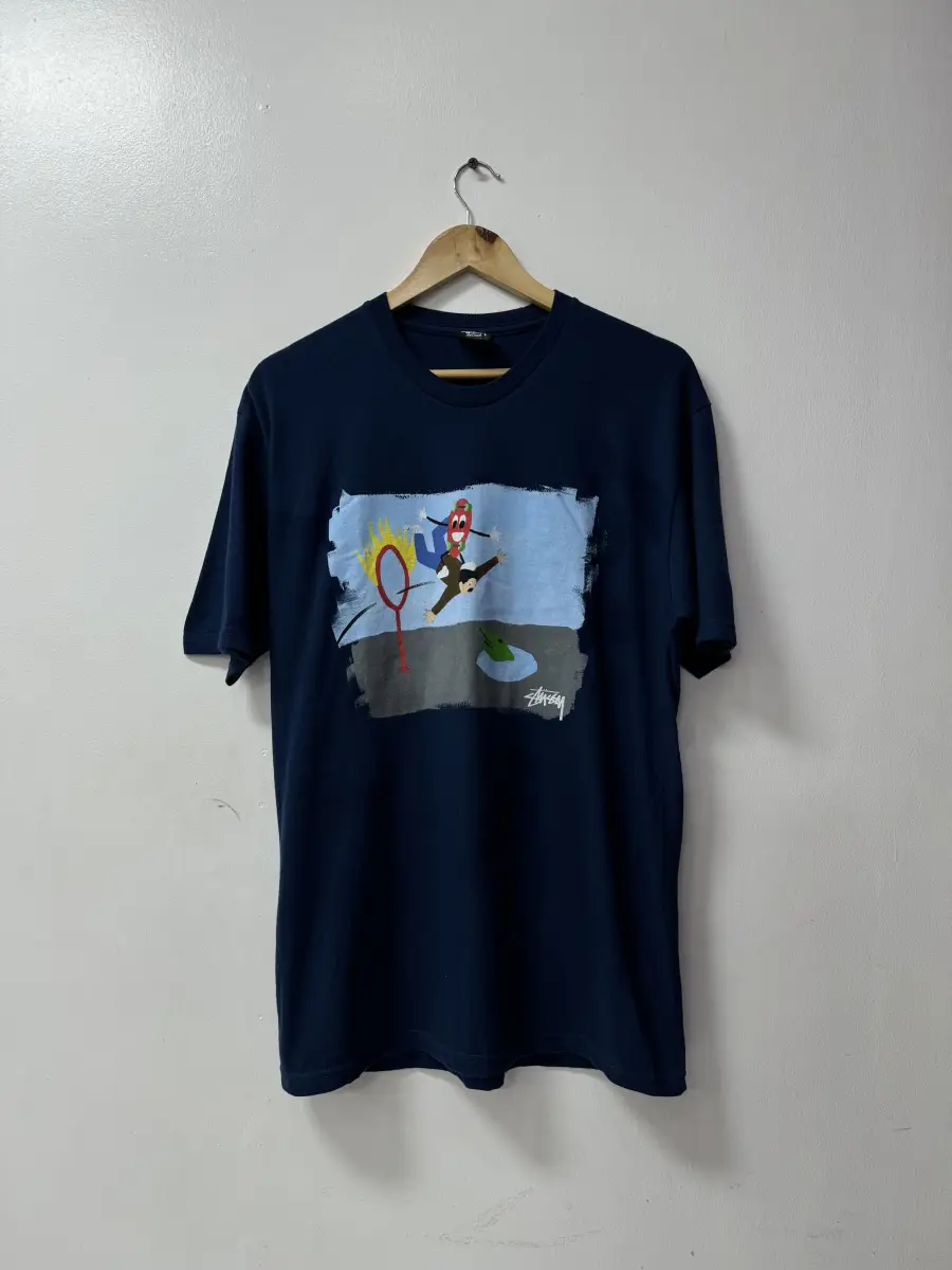 Vintage New Stussy X Jason Musson Indigo SS Ring Of Fire Tee | AfterMarket